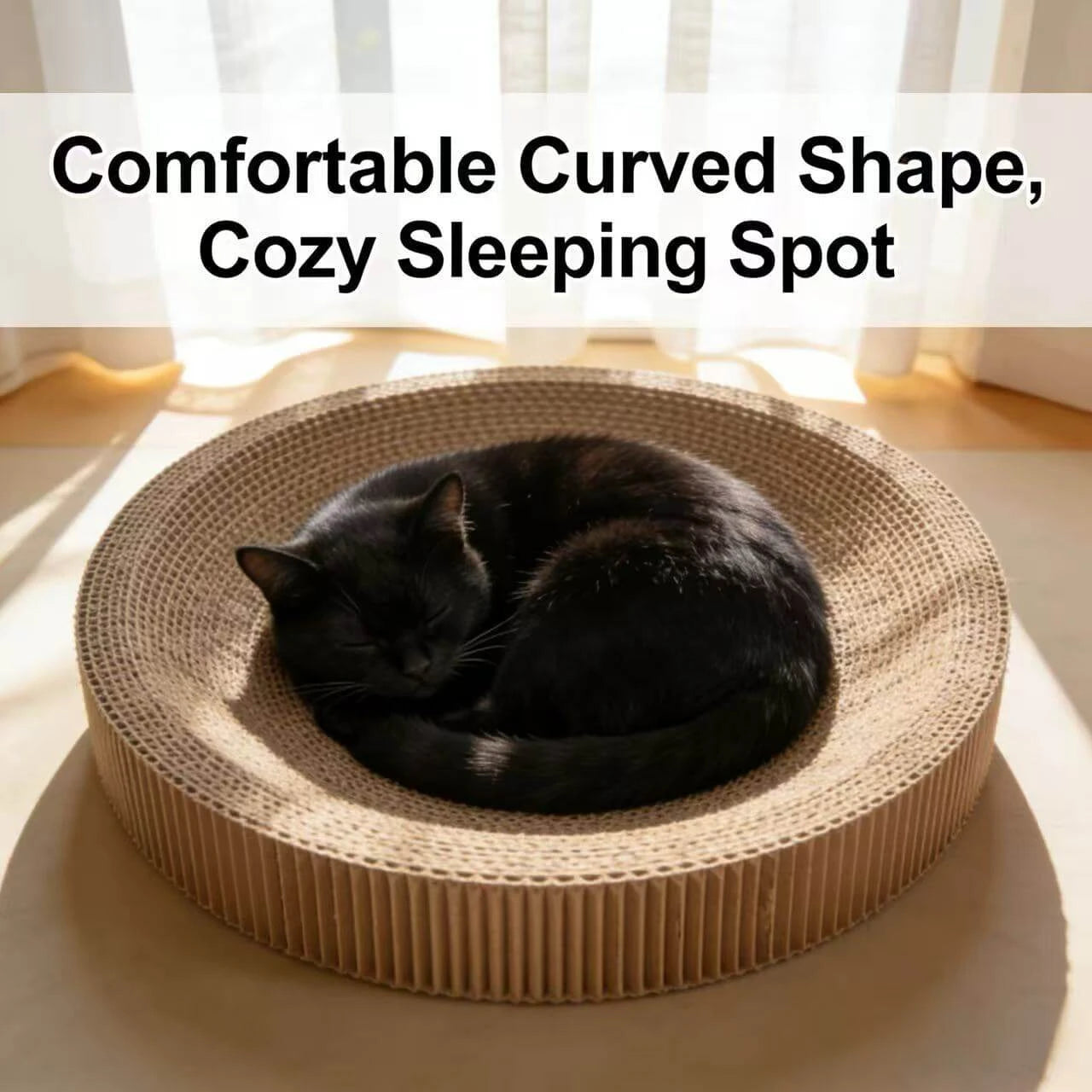 Durable Corrugated Cat Scratcher Bed, 66cm 3-in-1 Scratch/Sleep/Play f