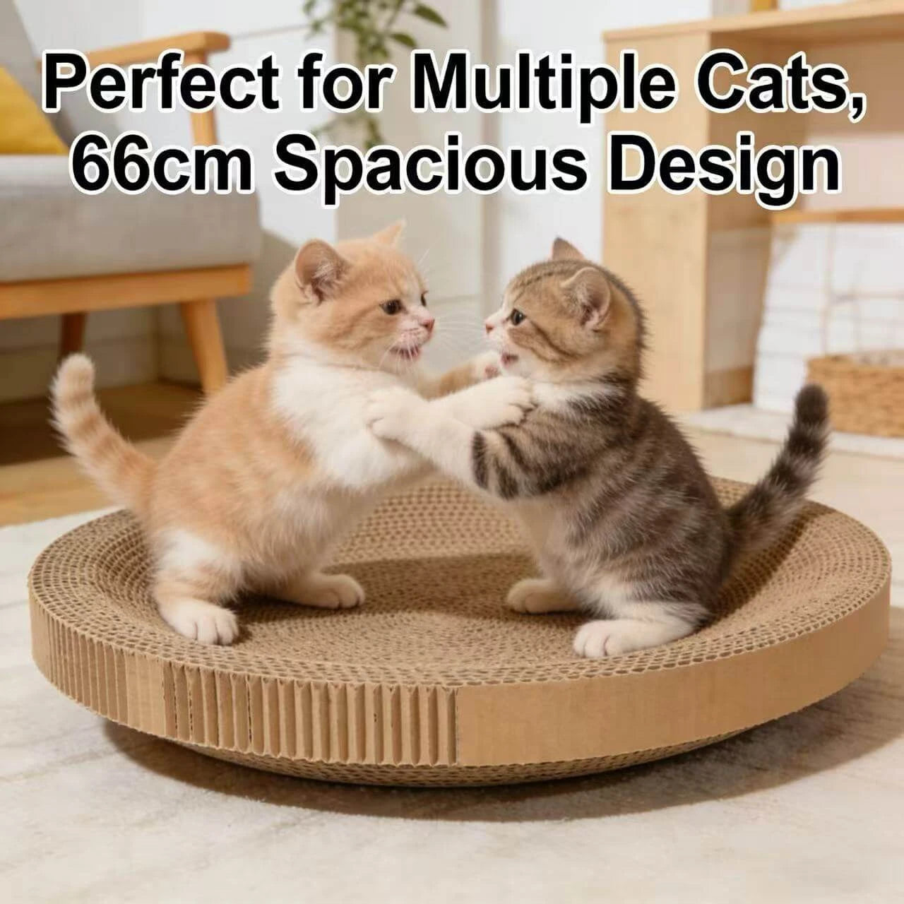 Durable Corrugated Cat Scratcher Bed, 66cm 3-in-1 Scratch/Sleep/Play f